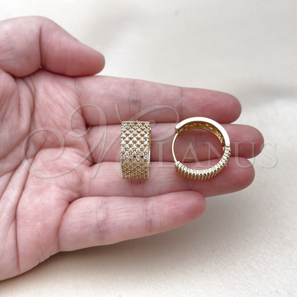 Oro Laminado Huggie Hoop, Gold Filled Style with White Cubic Zirconia ...