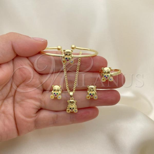 Oro Laminado Earring and Pendant Children Set, Gold Filled Style Teddy ...
